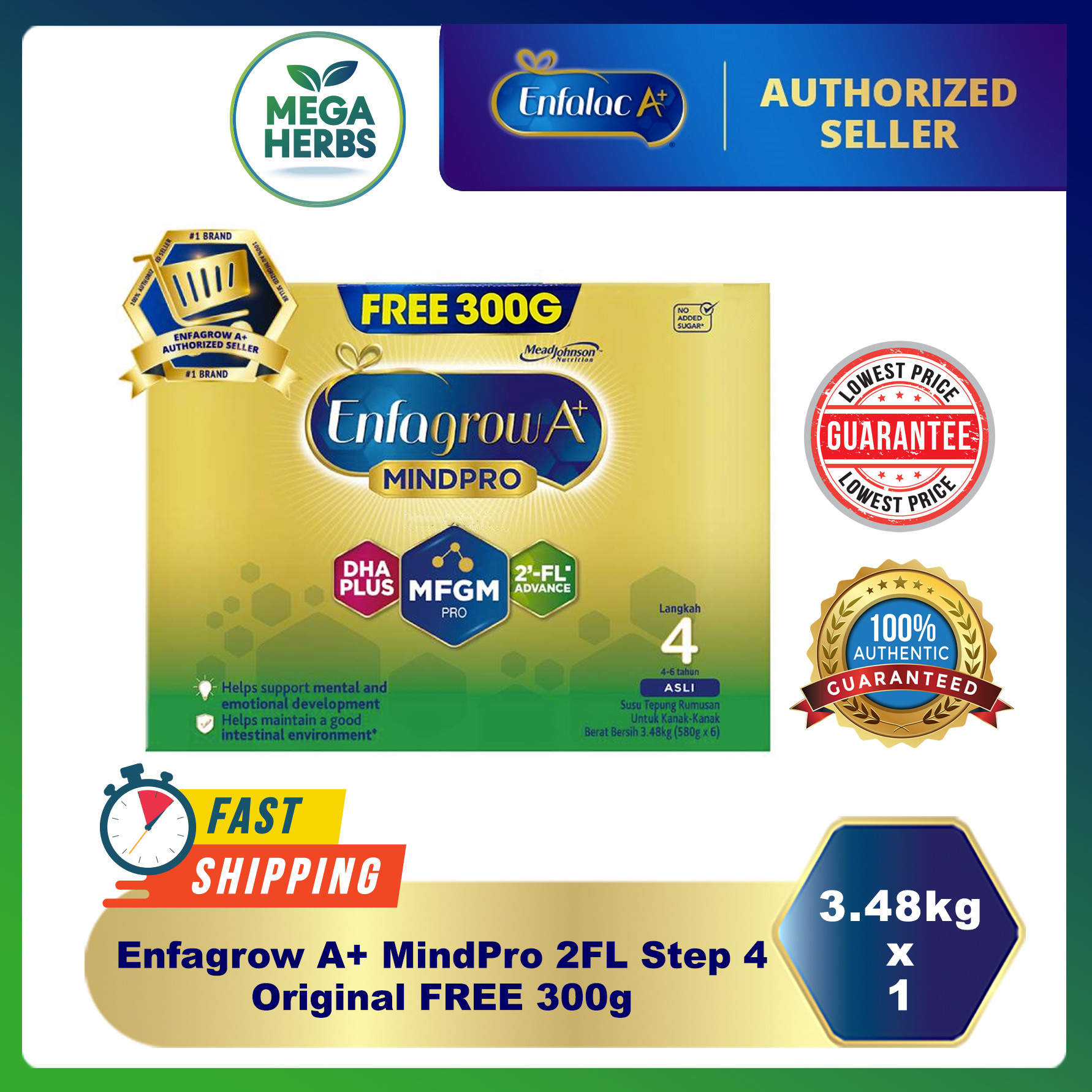 Enfagrow A+ MindPro 2FL Step 4 Original 3.48kg Free 300g | Lazada