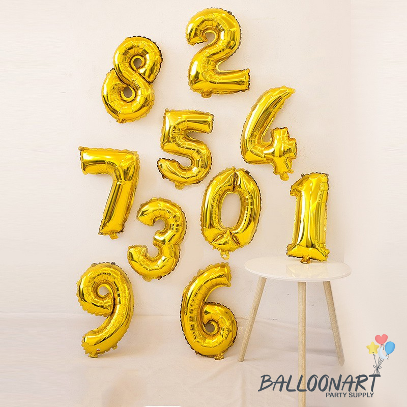 Balon Foil Angka 40cm Gold/Number Balloon Foil 16inch | Lazada Indonesia