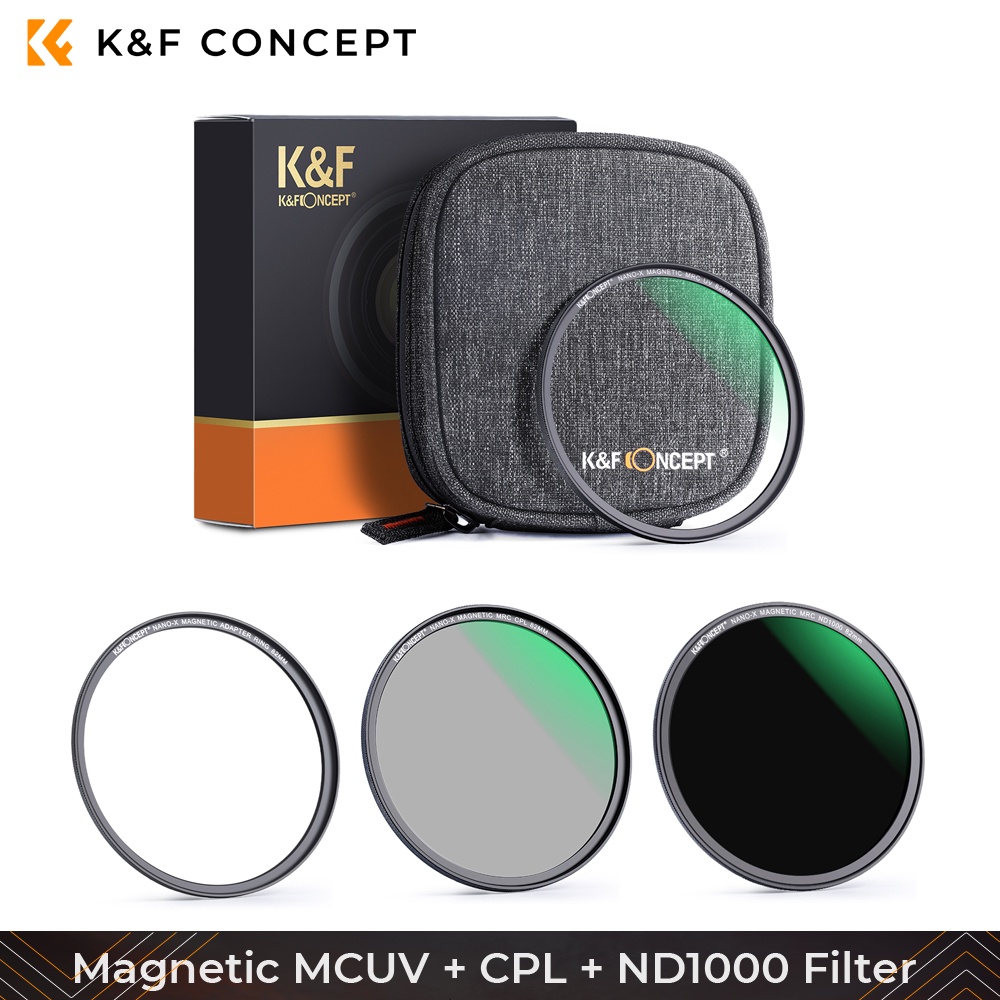 K&F Concept MCUV+CPL+ND1000+Adapter Ring Magnetic 4 in 1 Lens Filter Kit Waterproof Scratch ...