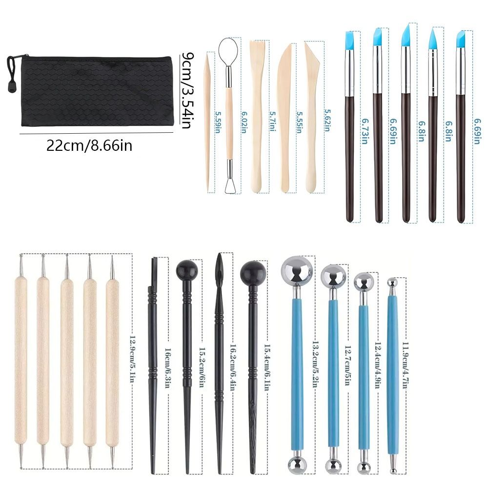 25Pcs Easy DIY Ceramics Clay Tools Set Wax Carving Handmade Pottery ...
