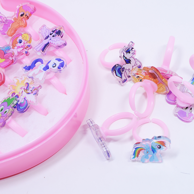 10/20Pcs MINISO Cartoon Animal unicorn My Little Pony Rings Acrylic ...