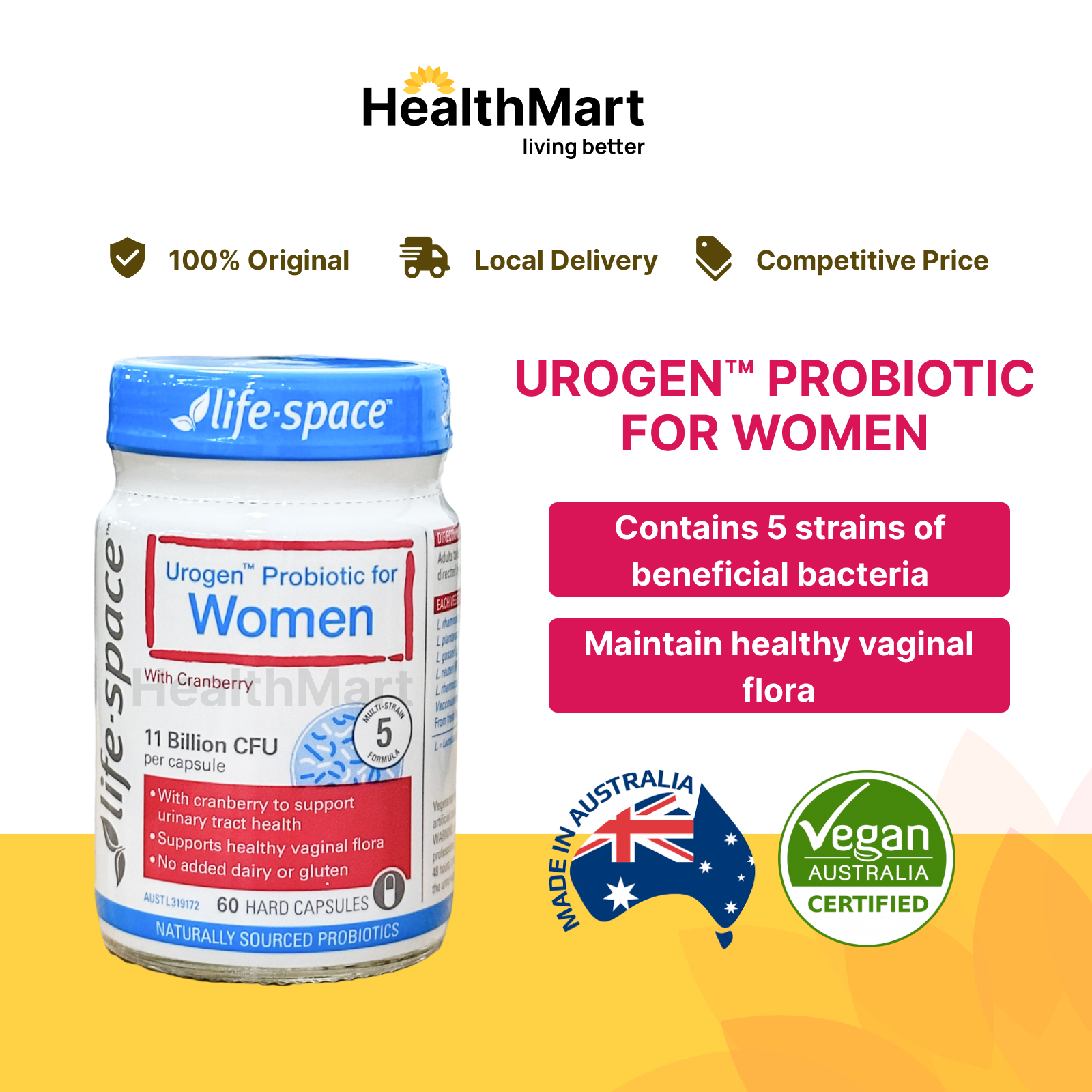 [SG] Life Space Urogen Probiotic For Women 60 Capsules (Vegetarian ...
