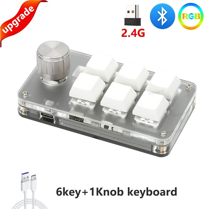 Mini Knob Keyboard Custom Programmable Bluetooth RGB 15/12/6 Key Keypad ...