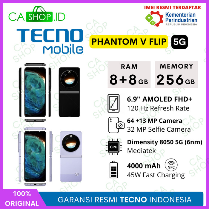 Tecno Phantom V Flip 5G NFC 8GB 256GB (8/256) New Resmi by Infinix ...
