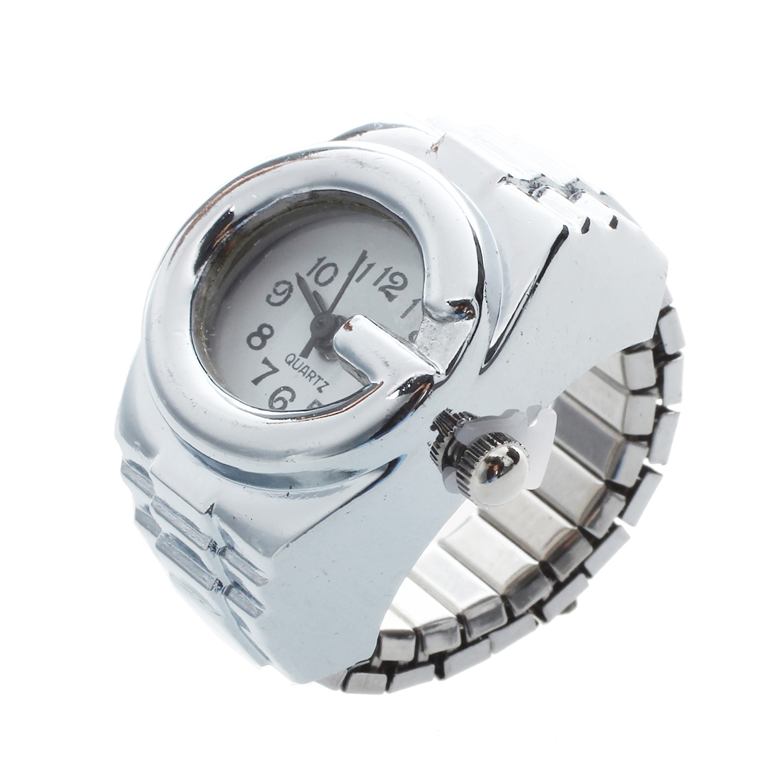 【Popular】Women Silver Alloy Quartz Arabic Number Dial Pocket Finger ...