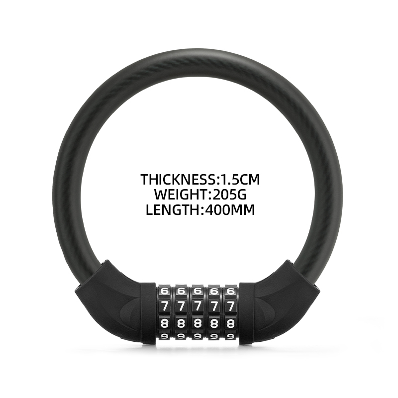 ROCKBROS 87CM Bike Lock Steel Five-digit Code Anti-theft 1.72CM Bold ...