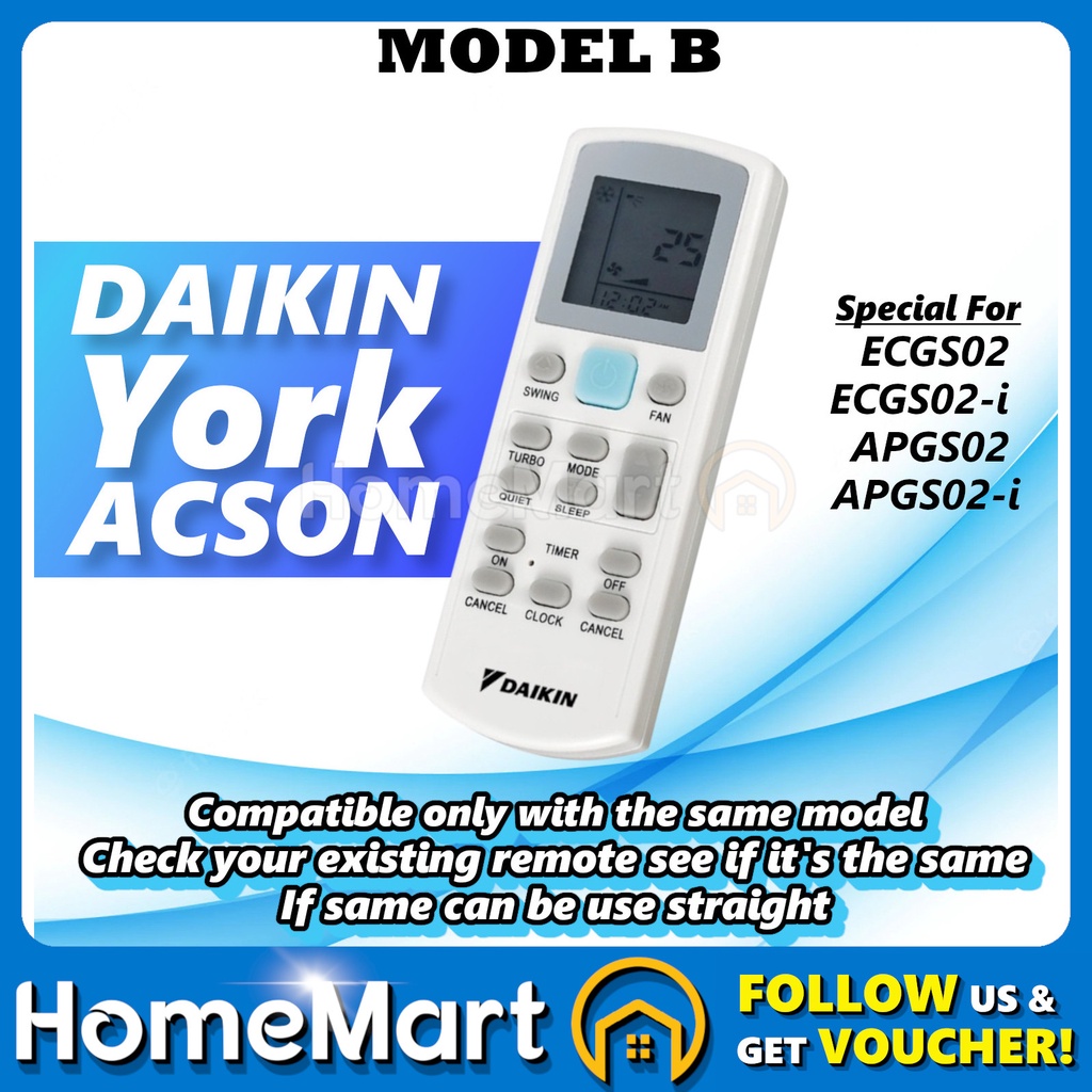 Daikin York Acson Aircon / Air-con / Aircond / Air Conditioner Remote ...