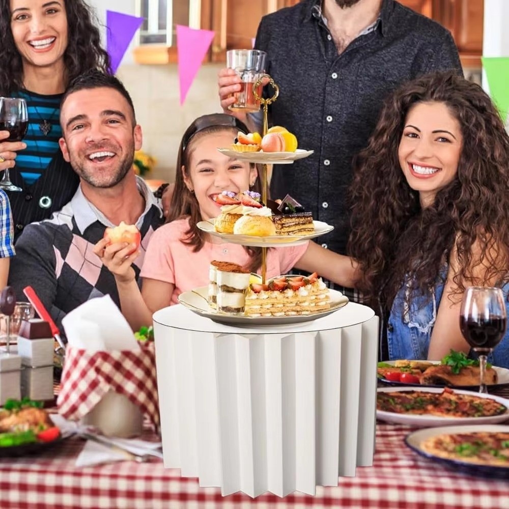 Dessert Stand Foldable Roman Pillar Dessert Rack Paper White Cylinder ...