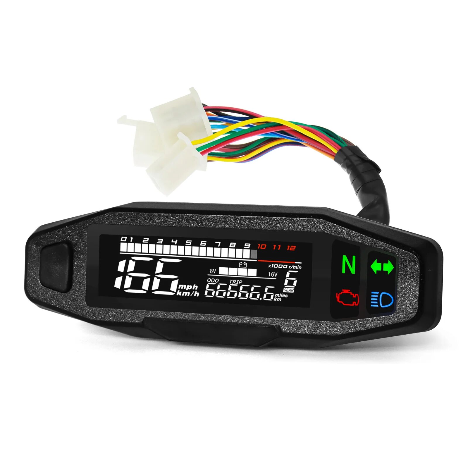 Mini Universal RPM Motorcycle Meter Tachometer LCD Digital Speedometer ...