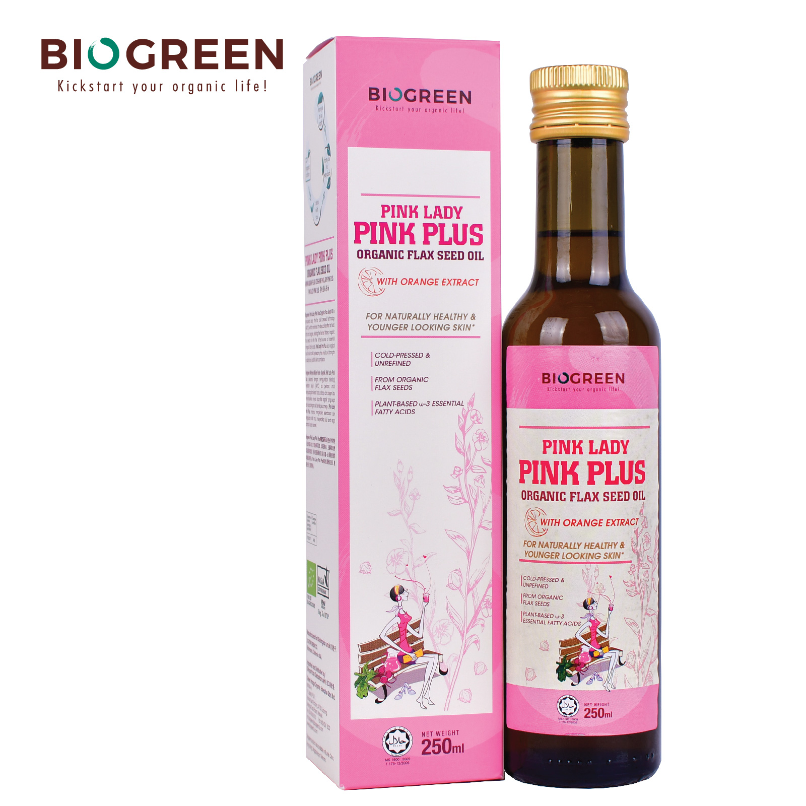 Biogreen Pink Lady Pink Plus Organic Flaxseed Oil With Orange Extract ...