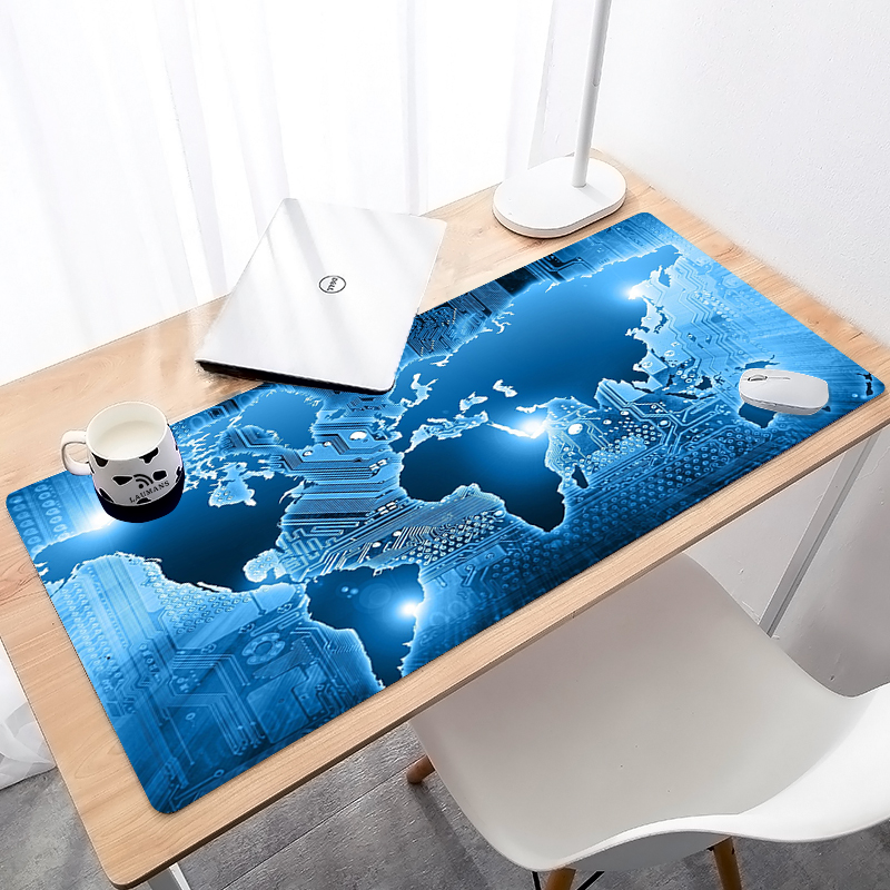 World Map Large Gaming Mouse Pad Gamer Waterproof Desk Mat Computer ...