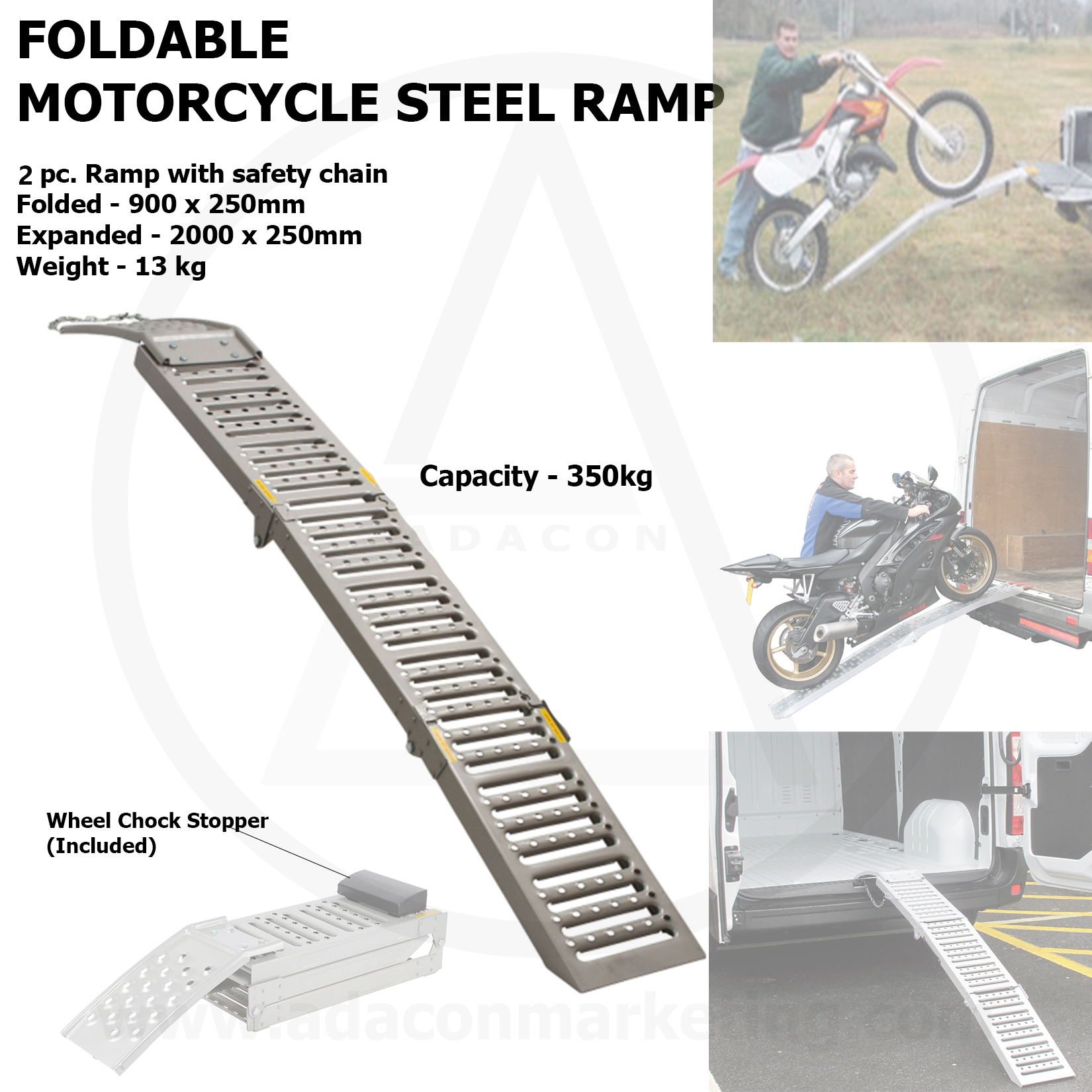【3 Year Warranty】2 Piece(1 PAIR) Motorcycle Ramp Steel Ramp Single ...