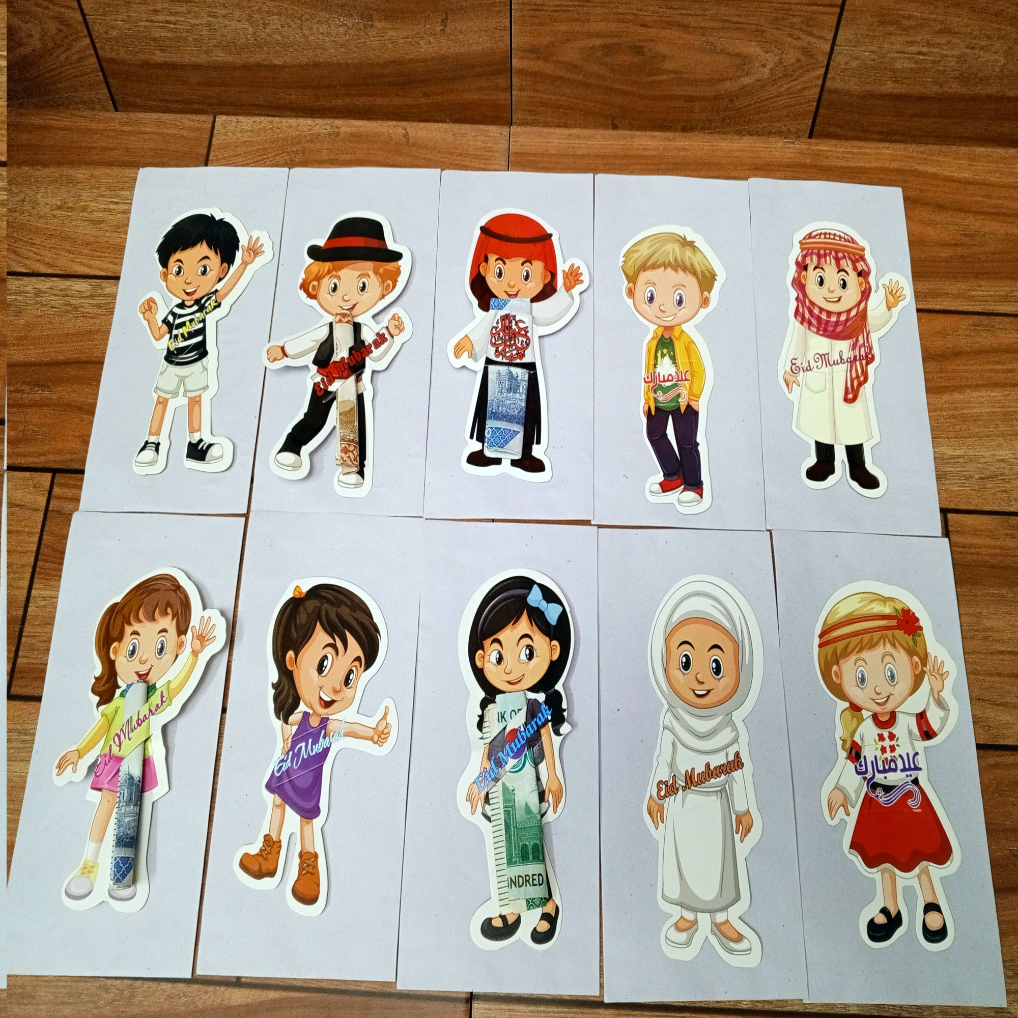 Kids Eidi Tuck card, Eid Mubarak Cards with Envelopes (Pack of 25 Mix ...