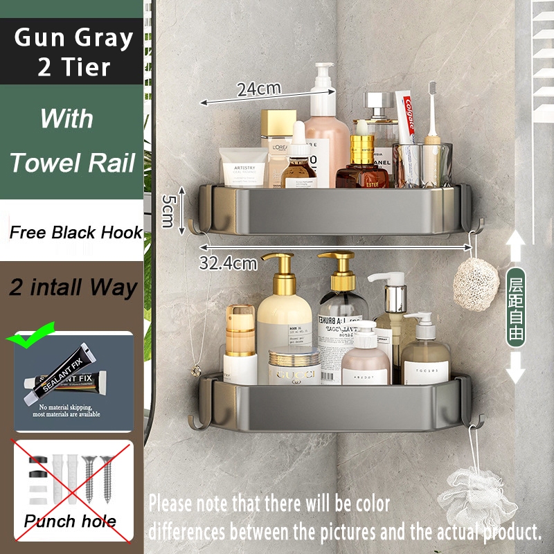Bathroom Storage Rack Toilet Rack Wall Mounted Shower Shelf Free-Punch ...