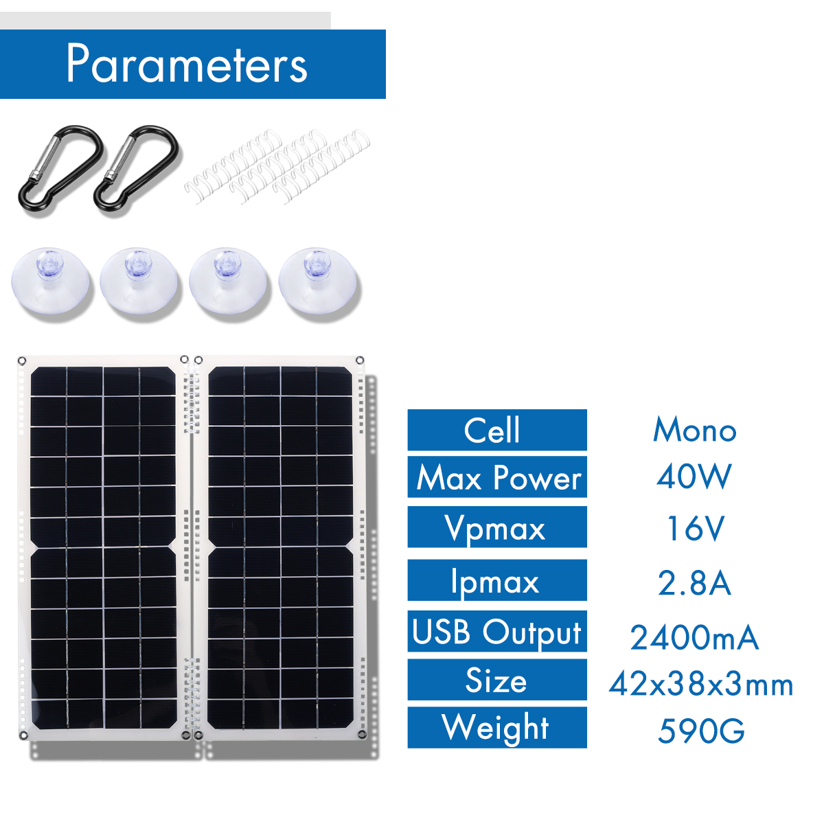 40W 12V HOT SELL Mono Foldable Solar Panel Dual Universal Serial Bus ...