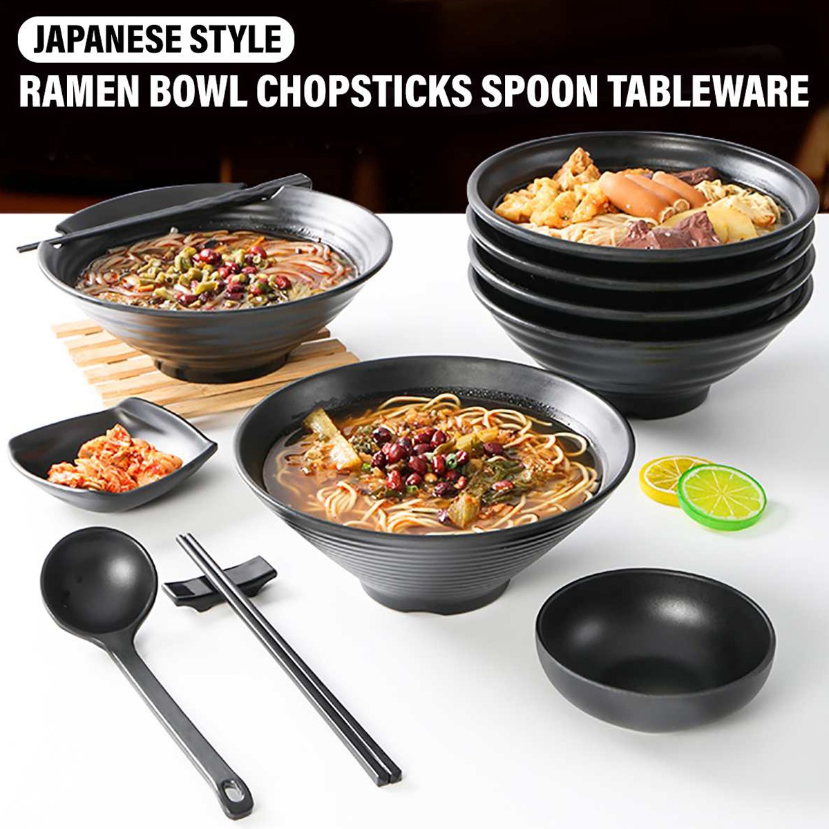 950ML Japanese Ramen Bowls and Chopsticks Household Kitchen Imitation ...