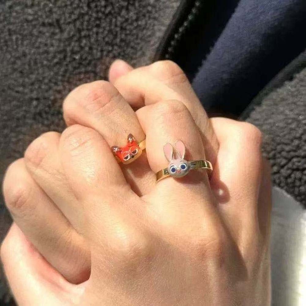 New Judy Nick Open Ring Alloy Hard Zootopia Couple Rings Personality ...