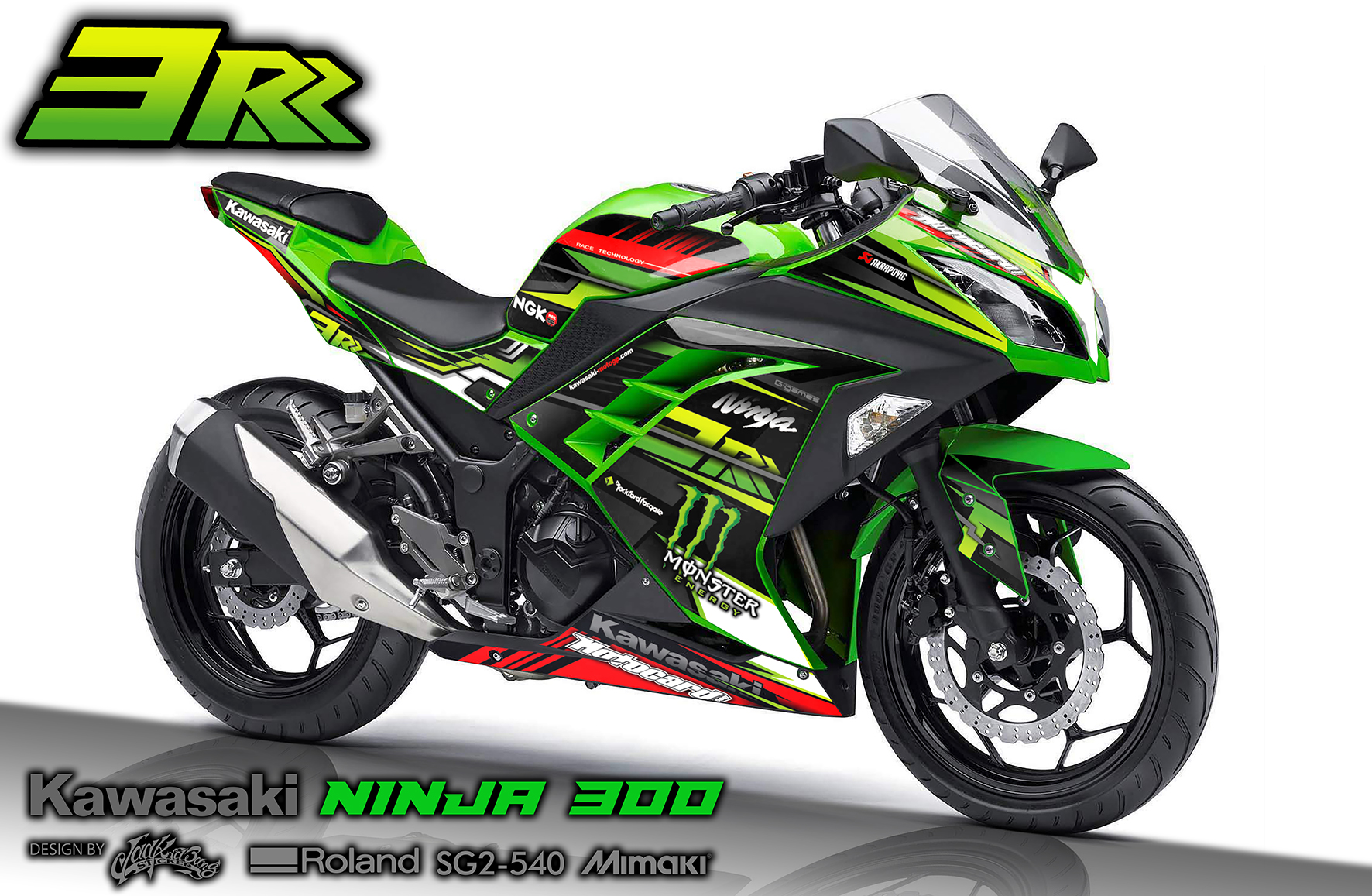 สติ๊กเกอร์แต่งลายรถ KAWASAKI NINJA 300 ลาย Racing Sport V.3 ...