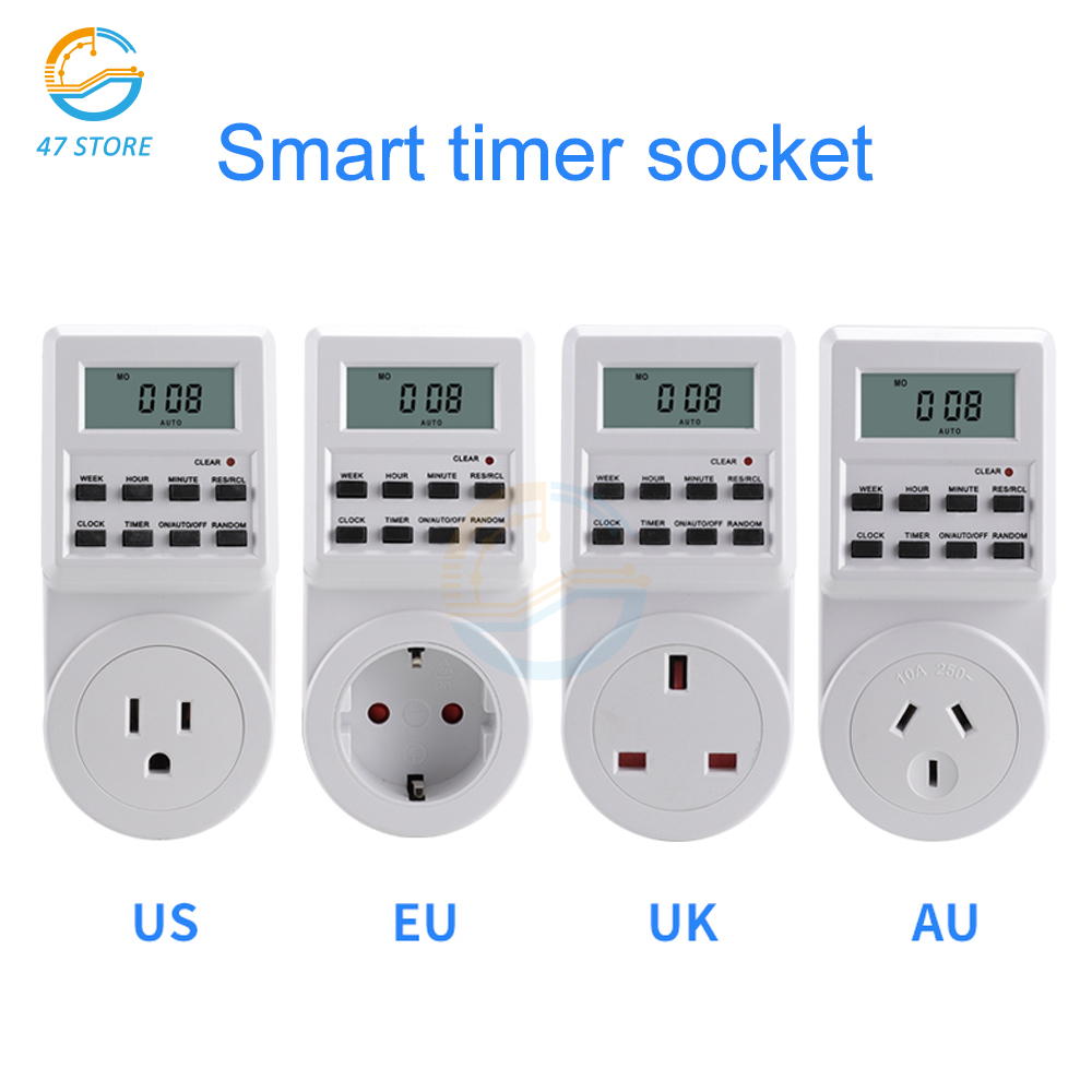 Au Uk Eu Plug Digital Weekly Programmable Electrical Wall Plug-In Power ...