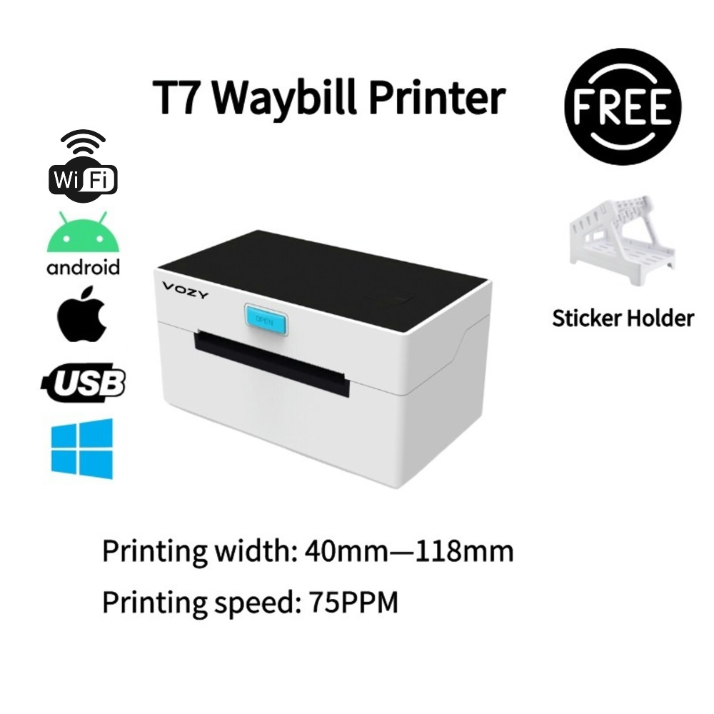 COD VOZY T7 Waybill Printer Cellphone Bluetooth USB Thermal Printer A6 ...
