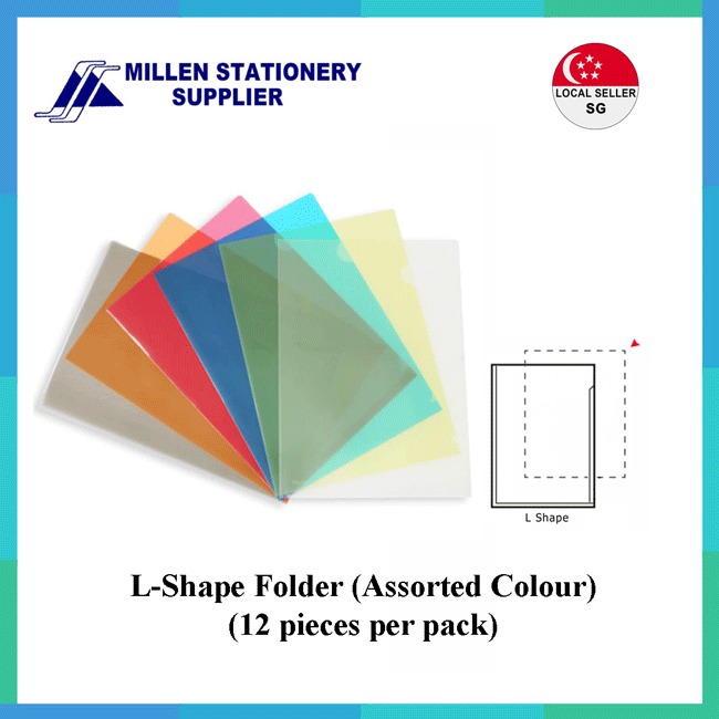 L shape A4 Folder (Assorted / Single Colour) - Pack of 12 | Lazada ...