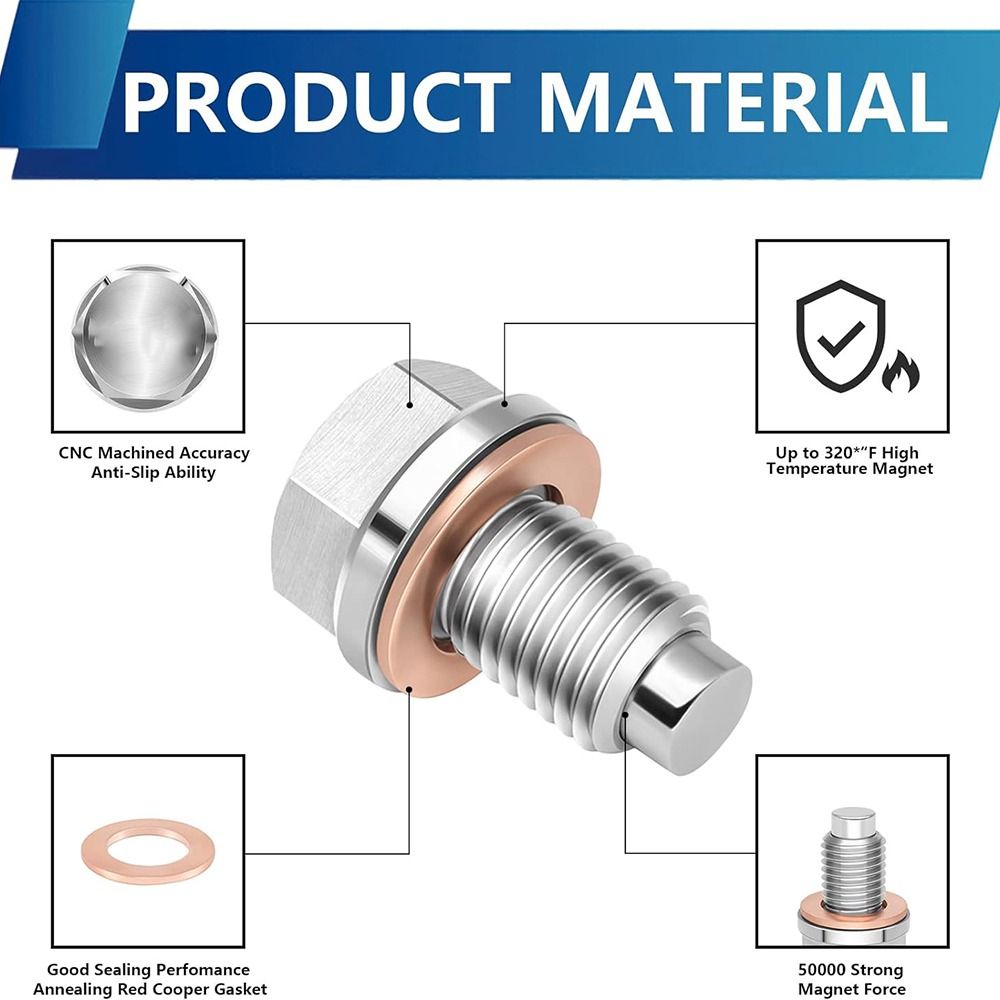 Nut Bolt M12 M16 M18 M20 Oil Drain Plug Magnetic Stainless Steel Sump ...