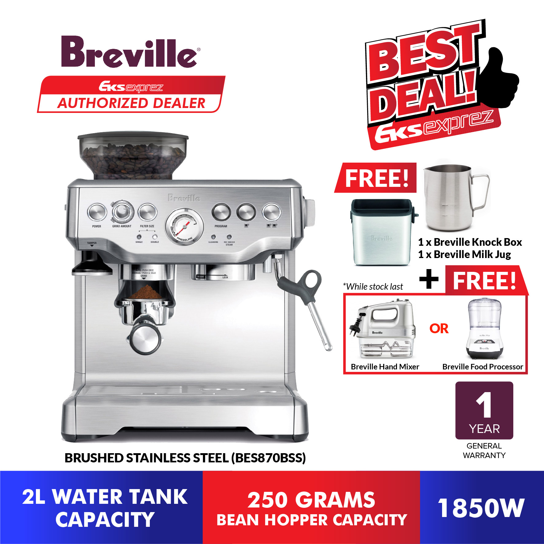 [Free Shipping] Breville BES870 Barista Express Espresso Coffee Machine ...