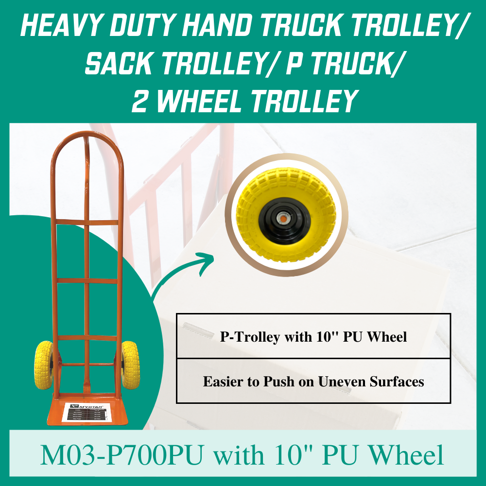 PRESTAR MHE 2 Tyre Trolley Heavy Duty Trolley 180kg 10" PU Wheel 50(L ...