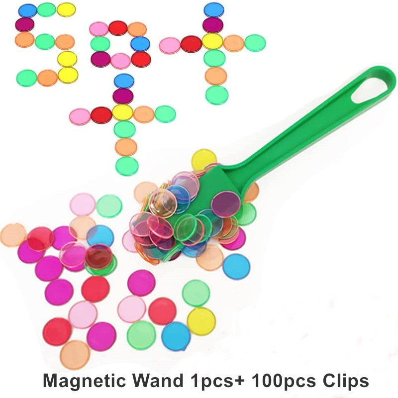Magnetic Bingo Wand with 100pcs Chips Sets Math Learning Education Toys ...