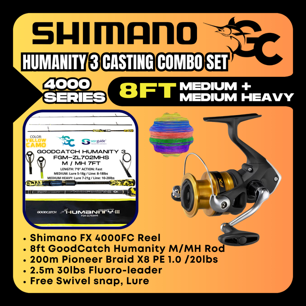 8ft M/MH GoodCatch GC Humanity 3 Rod and Shimano FX or Sienna Medium ...