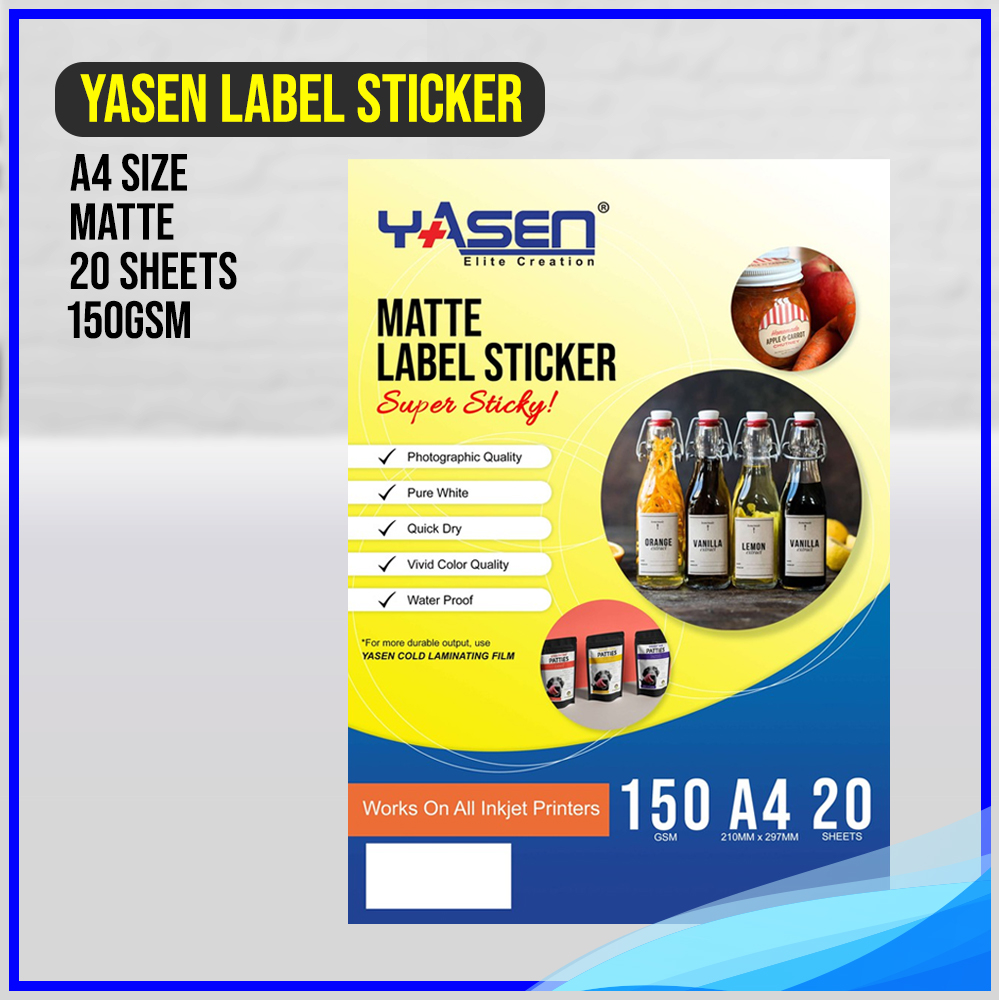 A4 / A3 Size Yasen Printable Label Sticker (Matte / Glossy Label ...