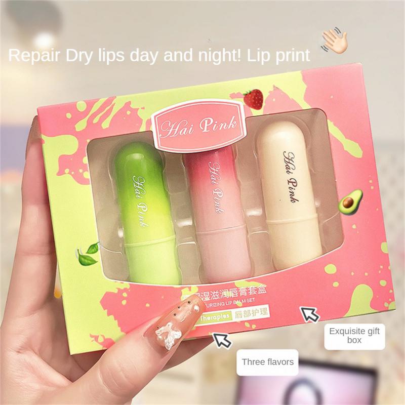 new style 3Pcs Fruit Lip Balms Moisturizing Refreshing Non-sticky Anti ...