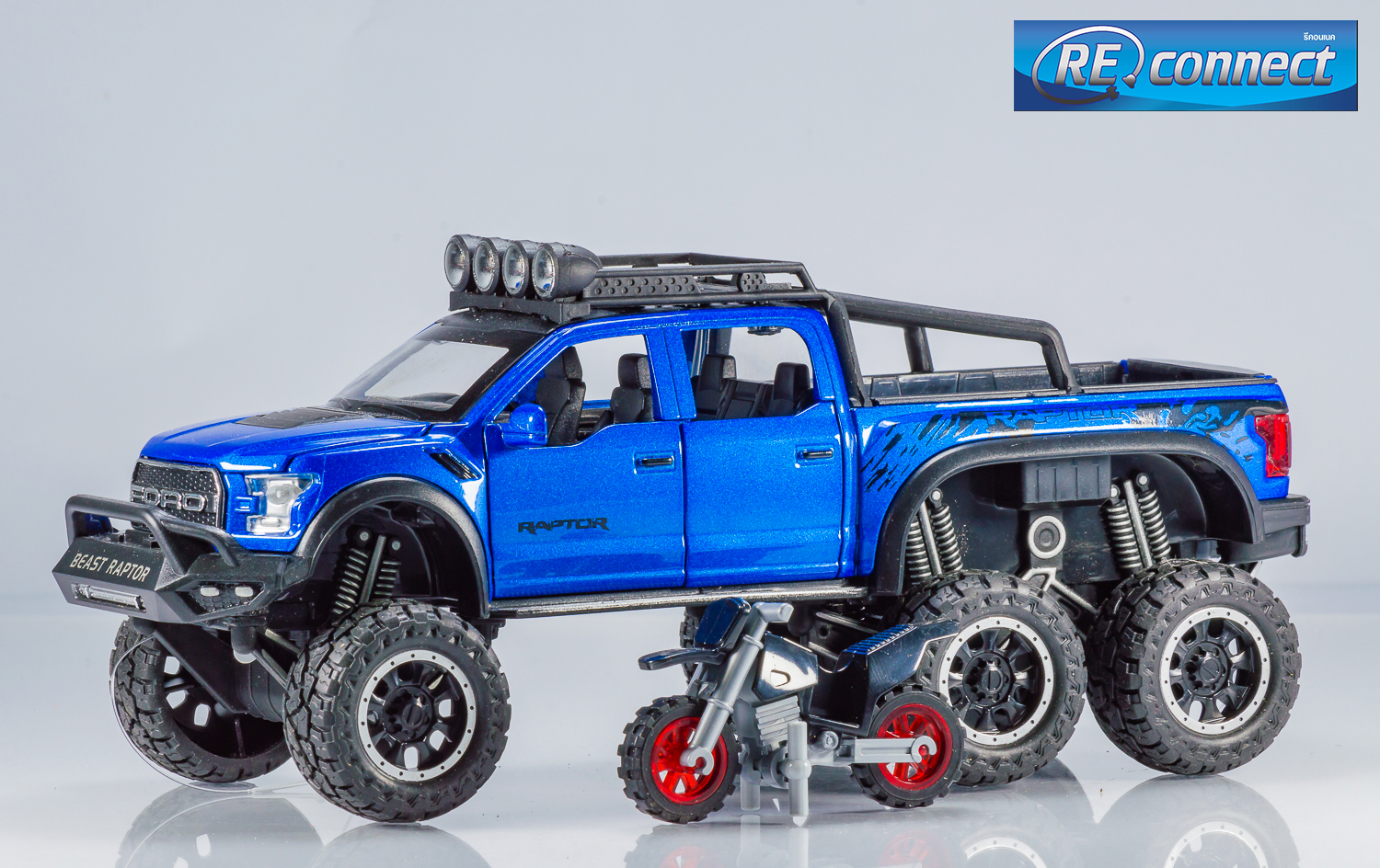 โมเดลรถกระบะบรรทุกมอเตอร์ไซค์ ฟอร์ด 6 ล้อ ออฟโร้ด ยกสูง มีเสียงมีไฟ ของ ...