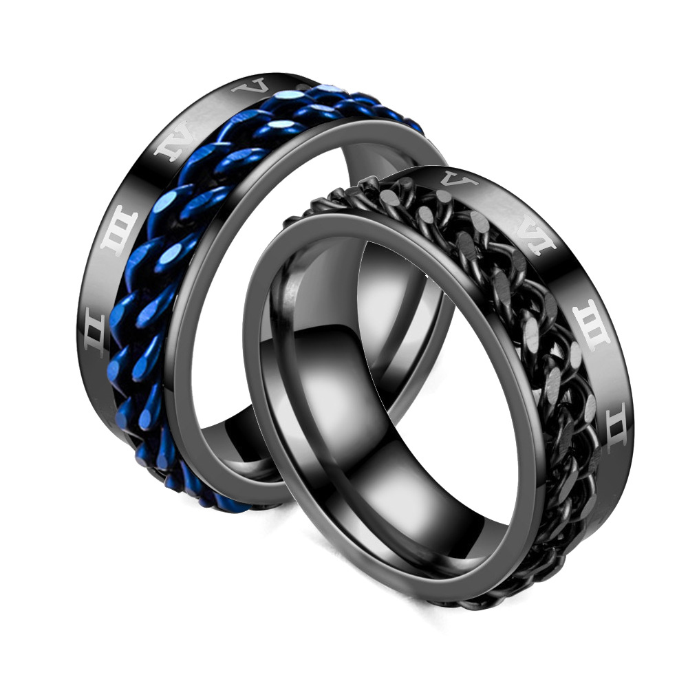 2024 men's new suit rotating chain ring outdoor ring titanium steel ...