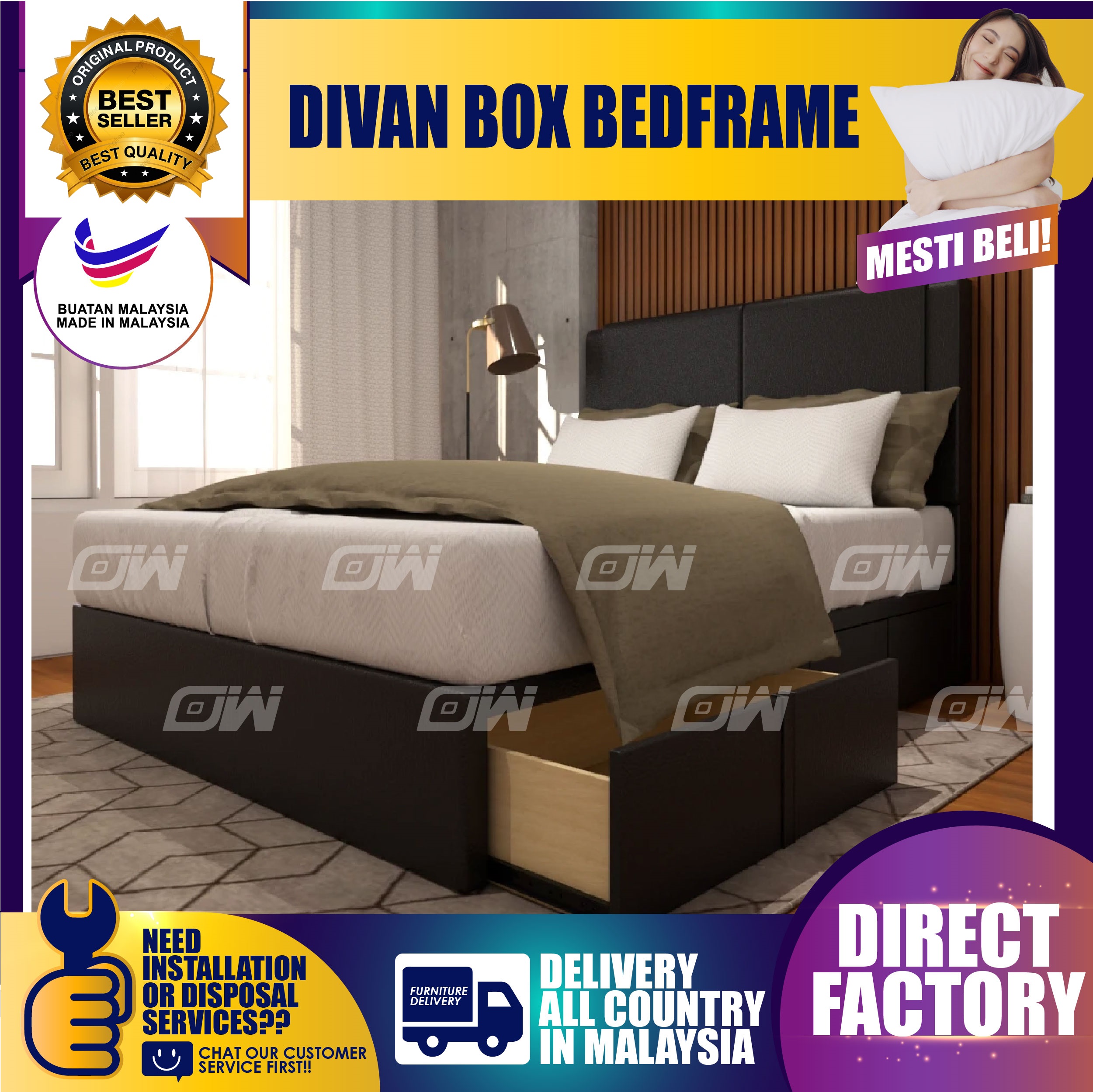 **PROMOTION** QUEEN Size Dark Brown Leather Divan Box Bedframe With ...