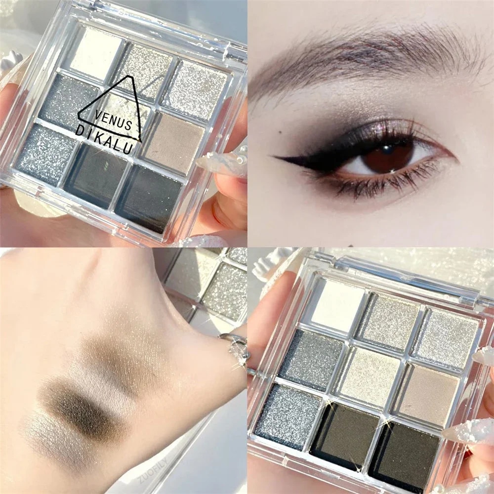 9 Colors Matte Dark Smoky Color Eyeshadow Silver Grey Pearlescent ...