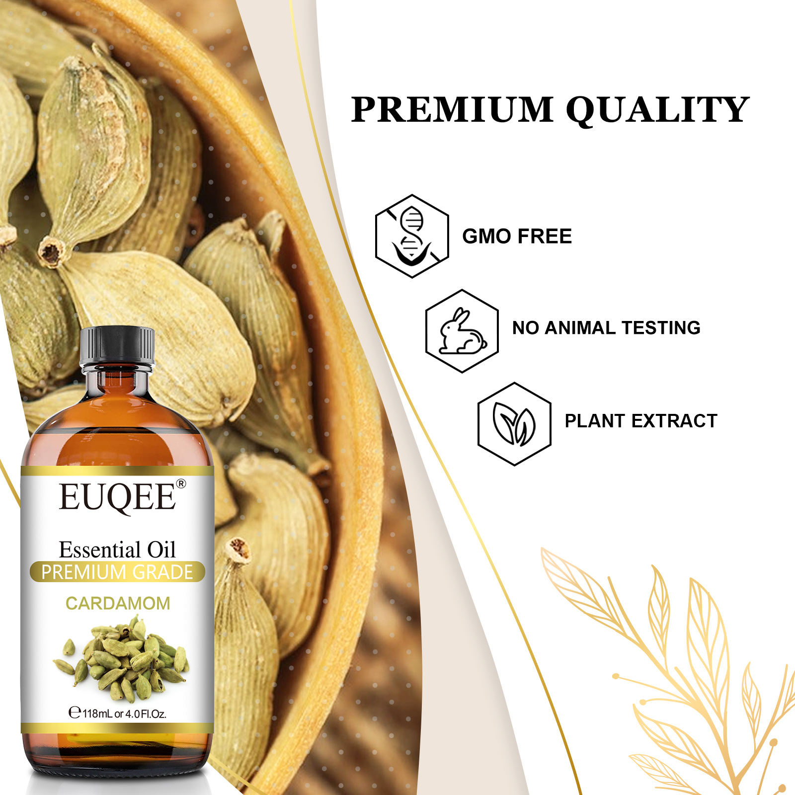 EUQEE Cardamon Essential Oil 118 ml Large Bottle Premium Essential Oils ...