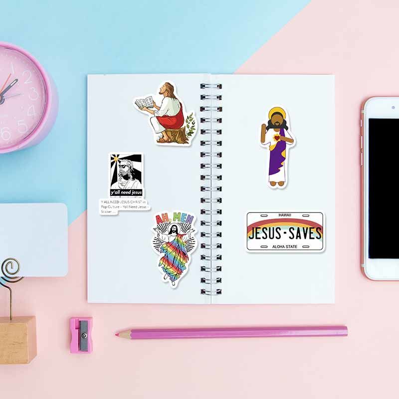 50 sheets cartoon Christian jesus waterproof sticker suit case bicycle ...