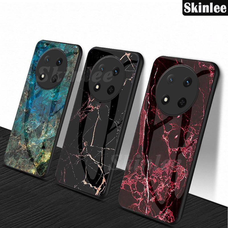 Phone case For Honor X9C Back cover Fashion Marble Hard Tempered Glass ...
