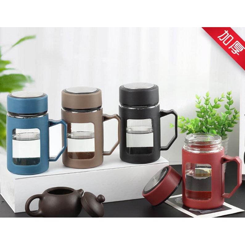 Mug Gelas Kaca Mug Gelas Warna Kaca Cangkir Tutup Gelas 450 ml | Lazada ...
