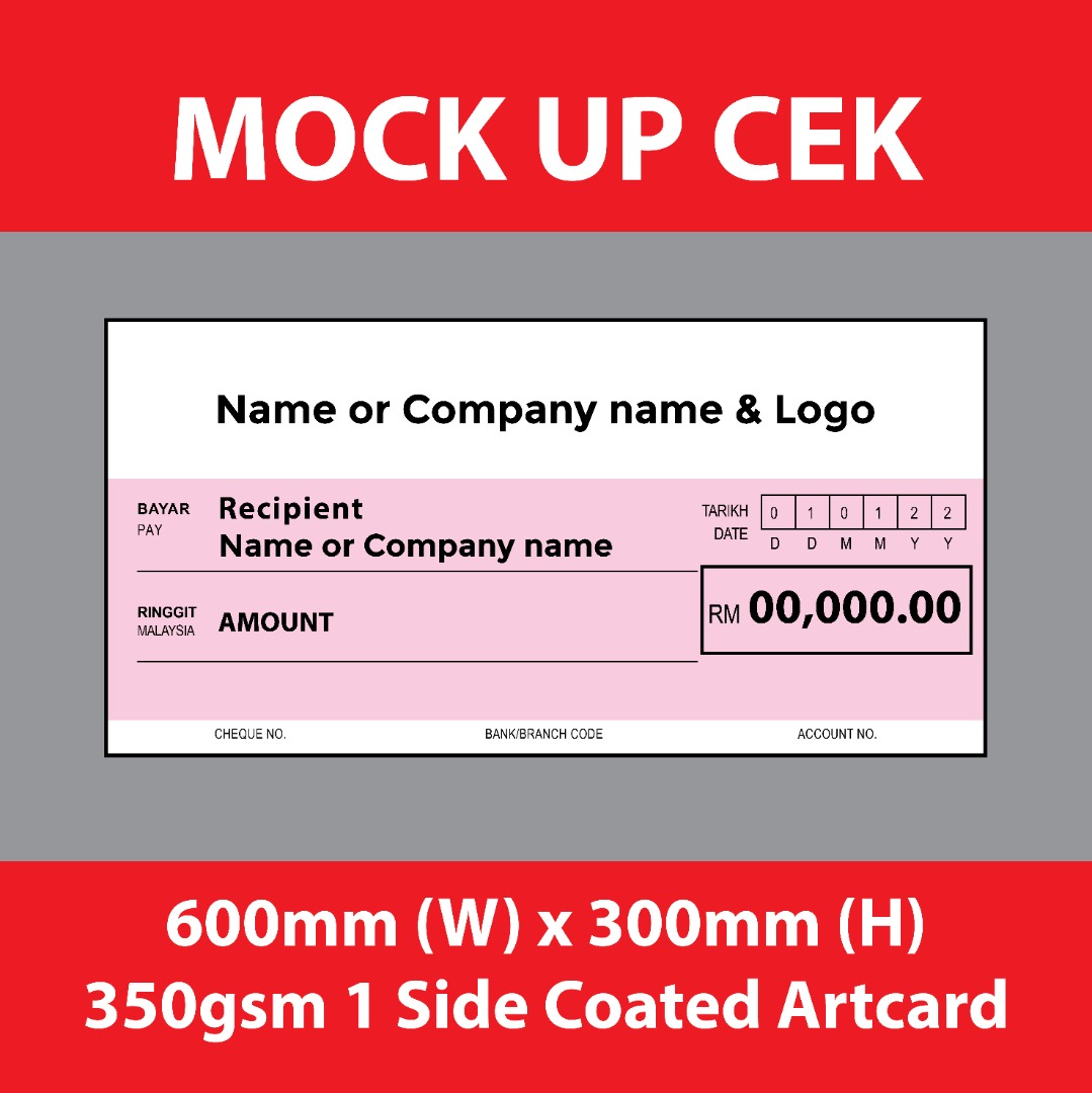 Mock Up Cheque / Cek Hantaran / Artcard – Mockup Cheque (Ready Stock ...