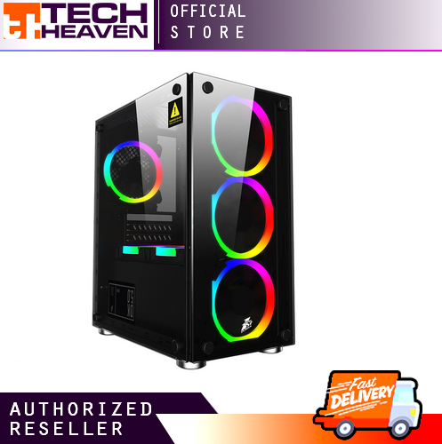 1STPLAYER FIREBASE X2-M MID-TOWER GAMING CASE W/ TG-PANEL/ M-ATX (BLACK ...