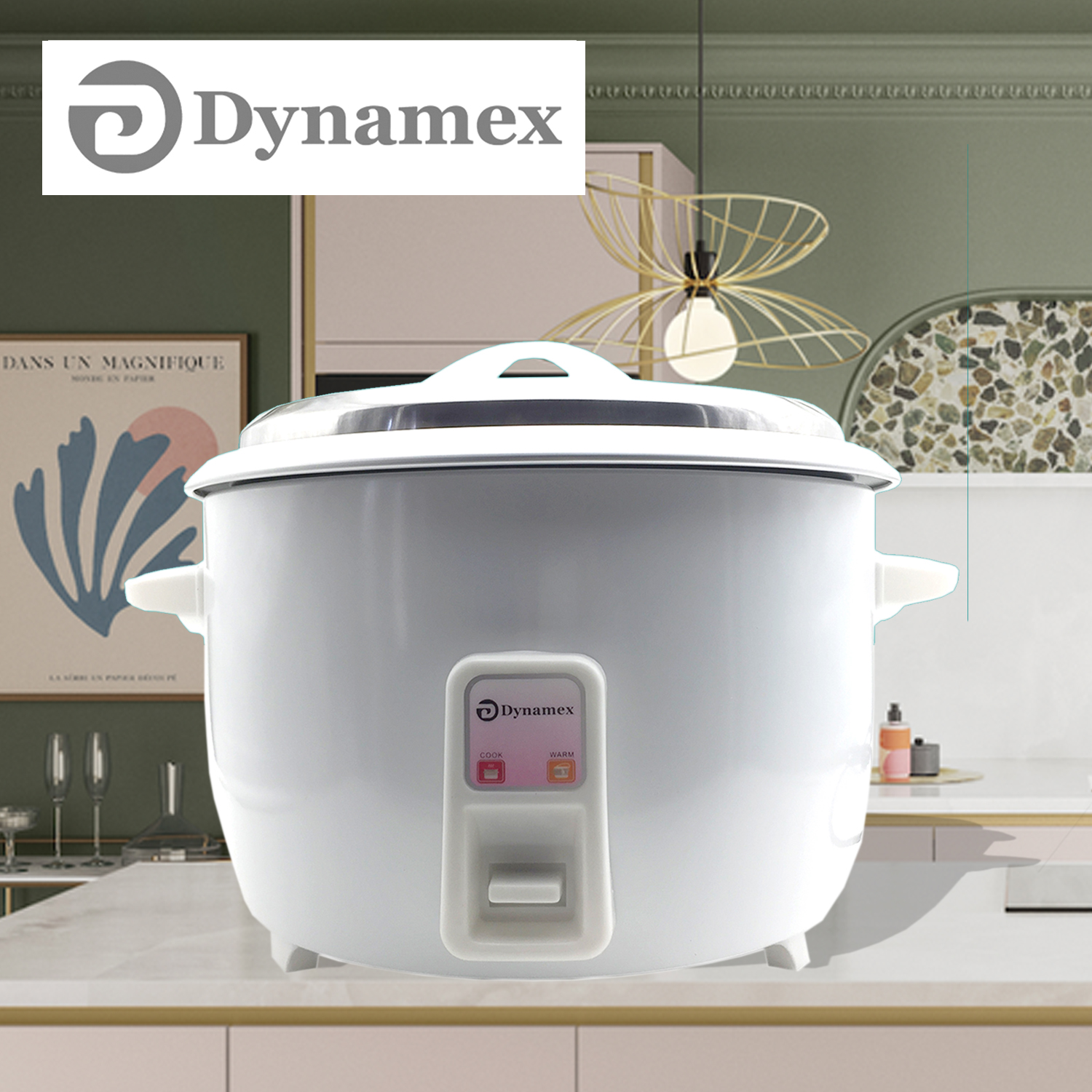 Dynamex DYMX122 rice cooker with steamer, 8.5L, 50 cups (white) Rice ...
