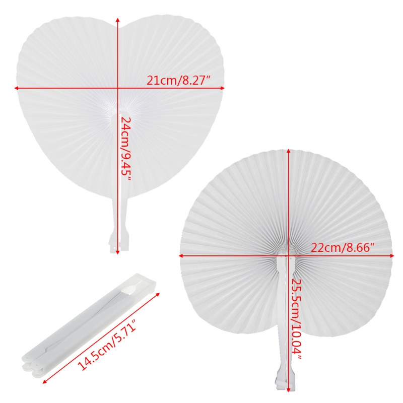 【ExploreStcse】Blank Folding Fan White Hand Fans Round Circle Party ...