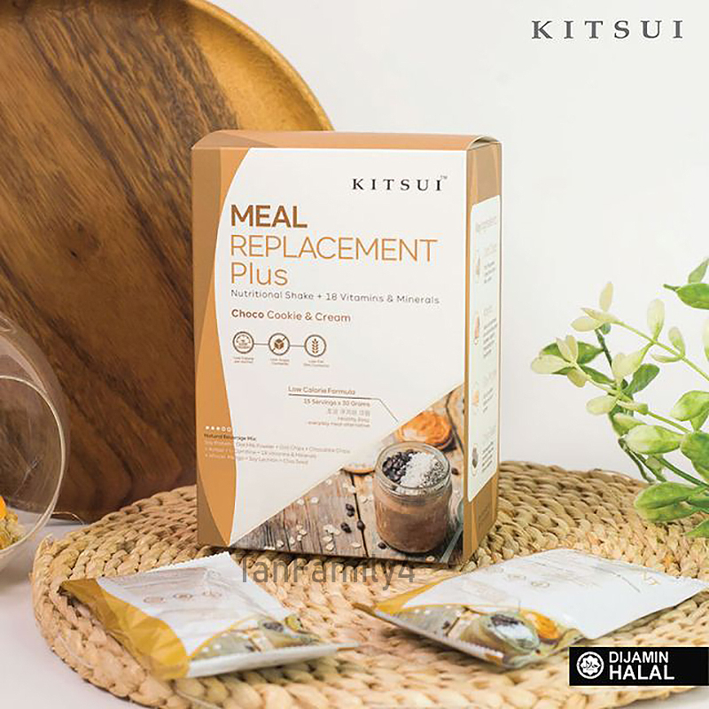 Kitsui Meal Replacement Plus (15 sachets x 30g) Botanical Beverage Diet Mix with Fibre Spirulina ...