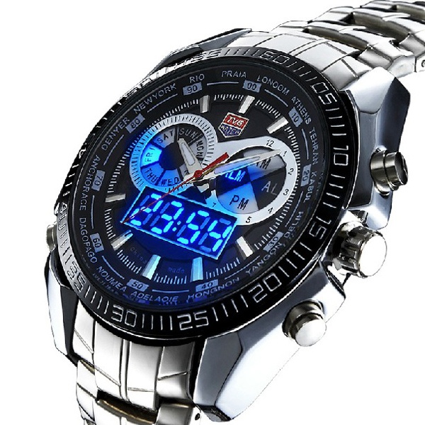 TVG 468 New Men 3 Dial LED Display Analog-Digital Military Wrist Watch ...