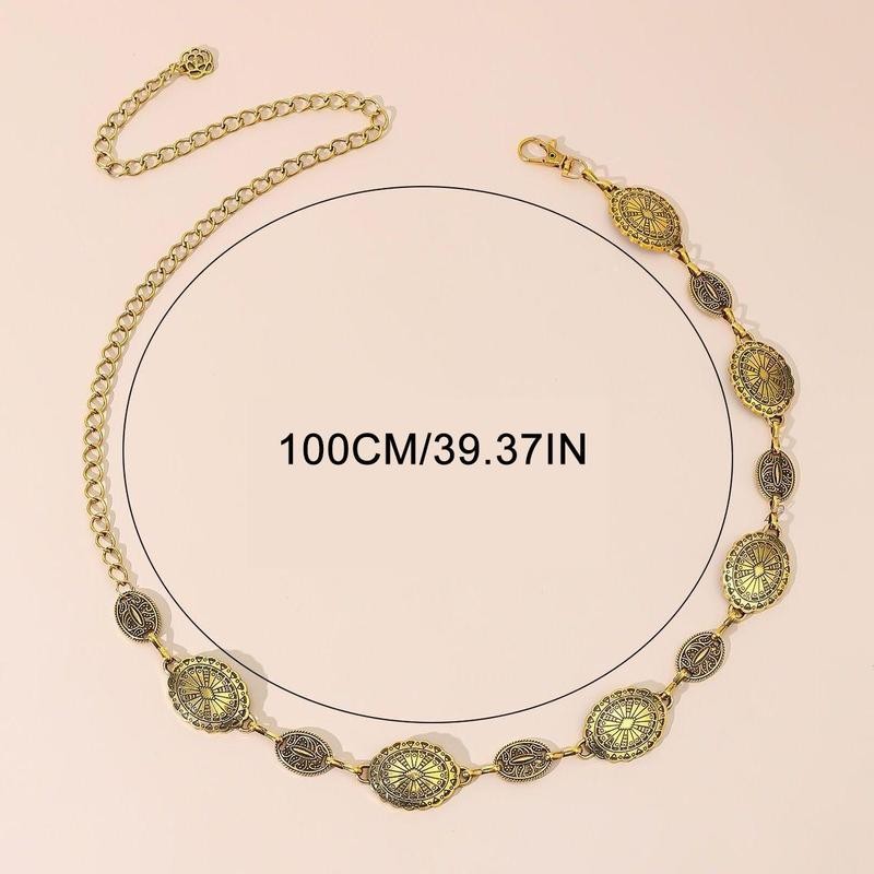 Enacolor Retro Gold Metal Sized Shield Waist Chain Body Chain for Women ...