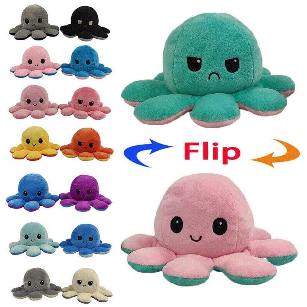 【ArtGlobe】Flip Octopus Stuffed Animals Doll Different Sides Show Soft ...