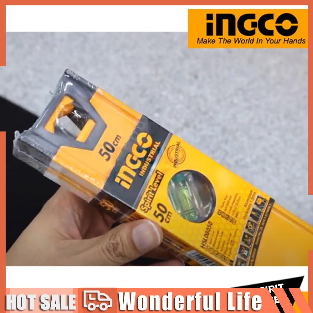 Ingco HSL08050 Industrial Spirit Level 50cm with 1.5mm Thickness H ...
