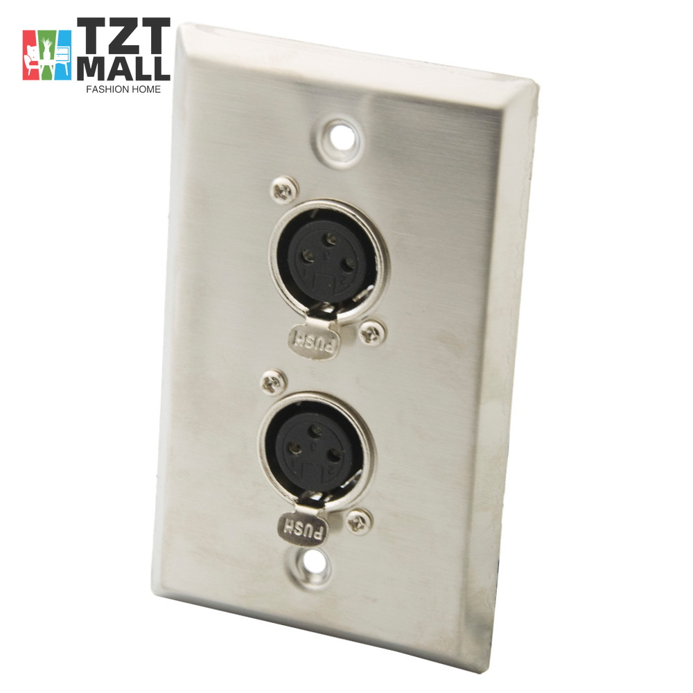 TZT MALL 1 set 1 Gang Solid Style Stainless Steel Dual Ports Cannon XLR ...